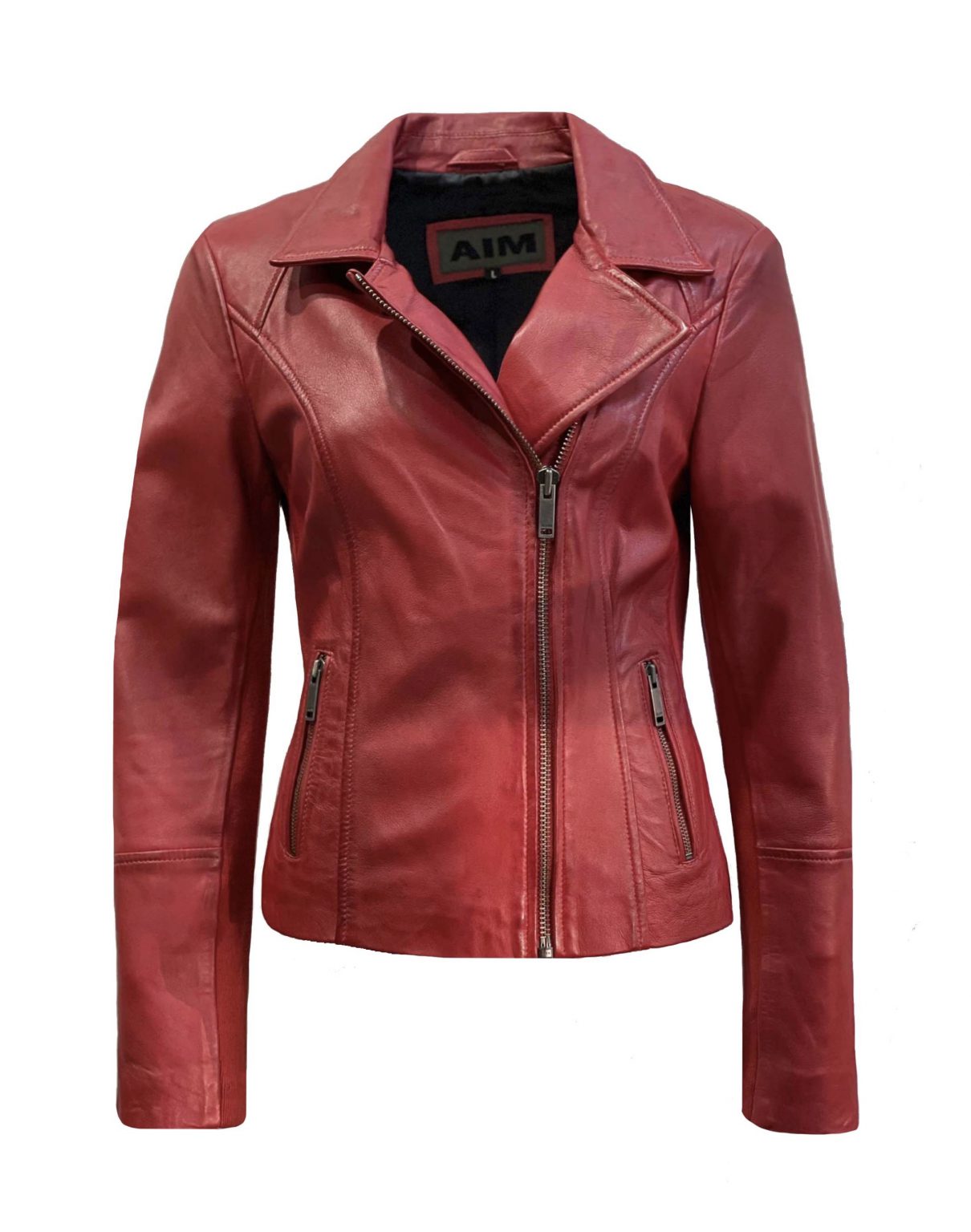 Dames rode leren jas -Bordea – BK Leder